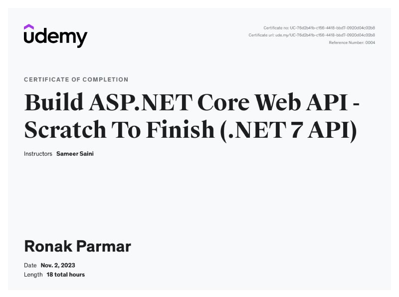 Ronak Parmar on LinkedIn: ASP.NET Core Web API (.NET 7) Ronak Parmar on LinkedIn: ASP.NET Core Web API (.NET 7)