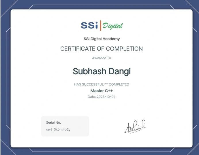 Subhash Dangi on LinkedIn: #certified #cplusplus #techenthusiast Subhash Dangi on LinkedIn: #certified #cplusplus #techenthusiast