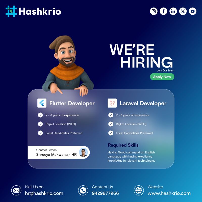 Hashkrio Tech LLP on LinkedIn: #hiring #flutter #laravel #career # ... Hashkrio Tech LLP on LinkedIn: #hiring #flutter #laravel #career # ...