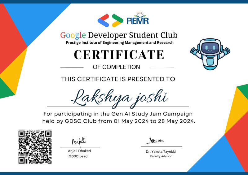Lakshya Joshi on LinkedIn: gdsc certificate Lakshya Joshi on LinkedIn: gdsc certificate