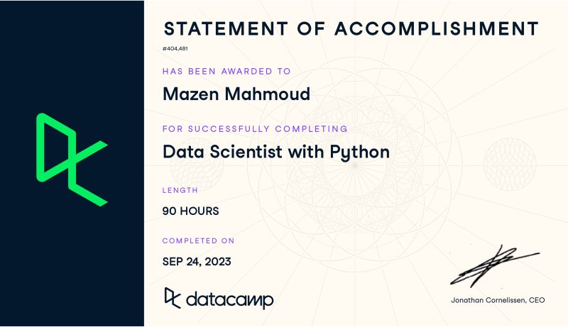 Mazen Mahmoud on LinkedIn: #datascience #python #datacamp # ... Mazen Mahmoud on LinkedIn: #datascience #python #datacamp # ...