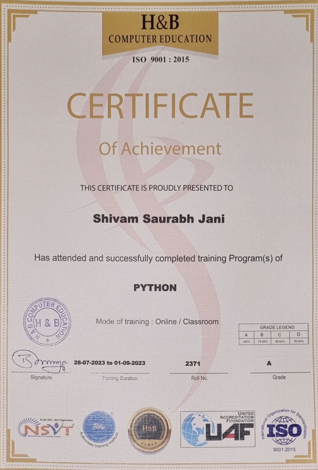 Shivam Jani on LinkedIn: Python programming completed Shivam Jani on LinkedIn: Python programming completed