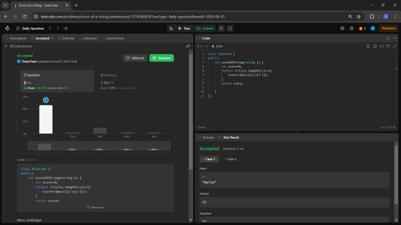 Tinkal Patel on LinkedIn: I just solved LeetCode problem 3110, which ... Tinkal Patel on LinkedIn: I just solved LeetCode problem 3110, which ...