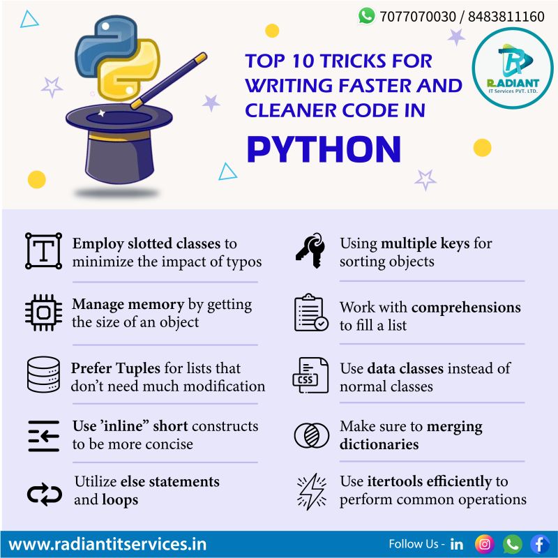 Radiant IT Services on LinkedIn: #python #codingtips #efficiency # ... Radiant IT Services on LinkedIn: #python #codingtips #efficiency # ...