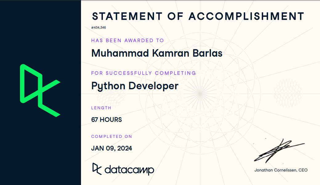 Proud to share my Python Developer update | Kamran Barlas posted on the ... Proud to share my Python Developer update | Kamran Barlas posted on the ...