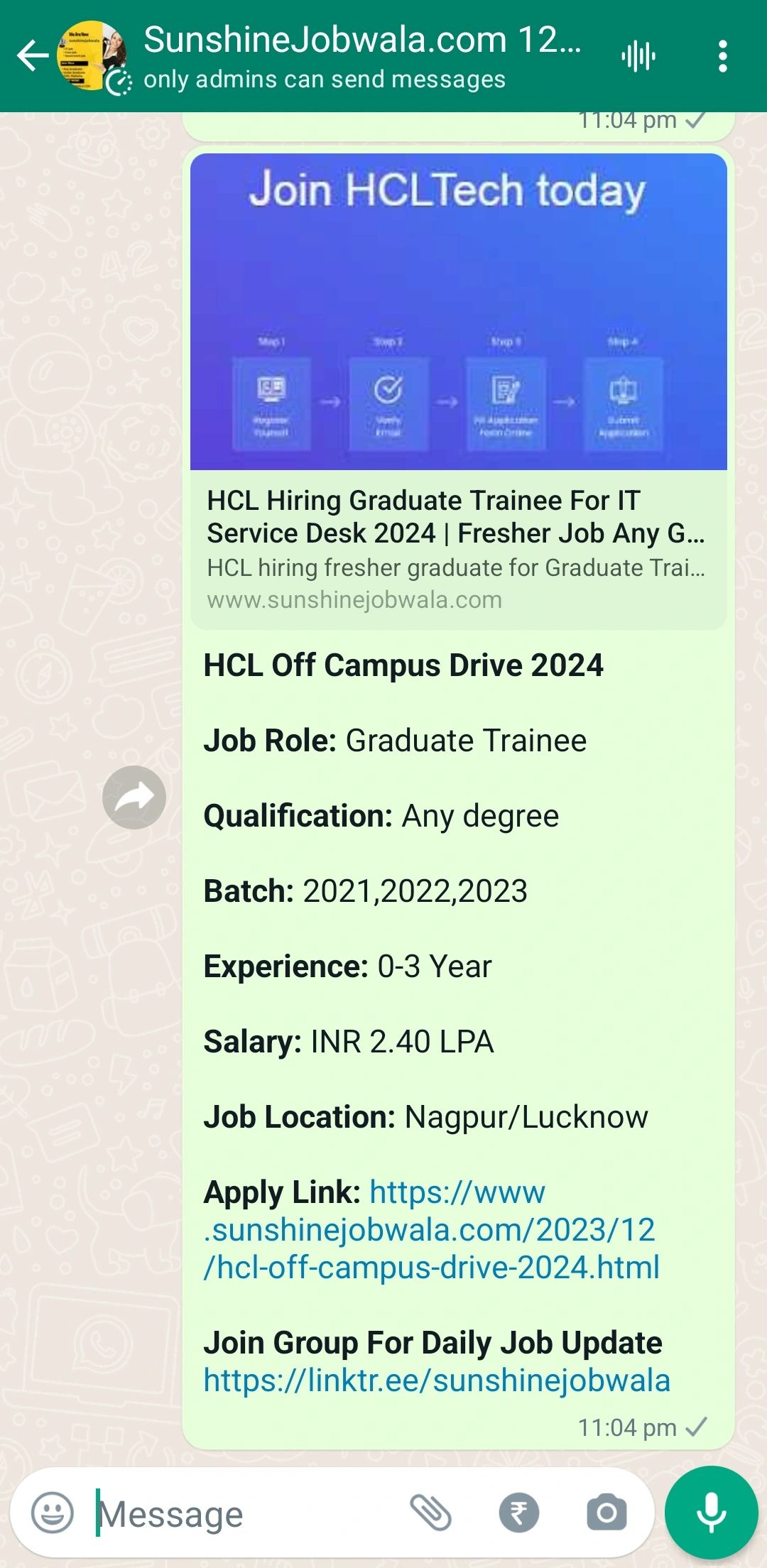 Sunshine Job Wala on LinkedIn: HCL Off Campus Drive 2024 Job Role ... Sunshine Job Wala on LinkedIn: HCL Off Campus Drive 2024 Job Role ...