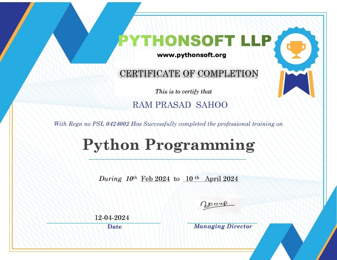 Ram Prasad Sahoo on LinkedIn: #python #pythonprogramming #programming Ram Prasad Sahoo on LinkedIn: #python #pythonprogramming #programming