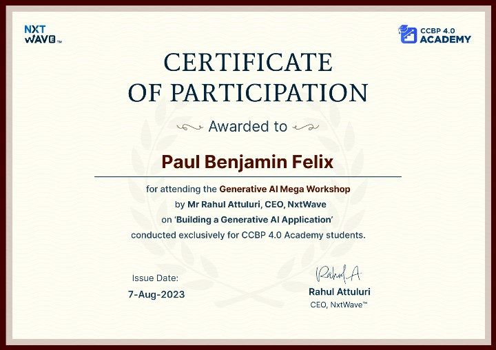 Paul Benjamin Felix. S on LinkedIn: #genaimegaworkshop #aiapplications ... Paul Benjamin Felix. S on LinkedIn: #genaimegaworkshop #aiapplications ...