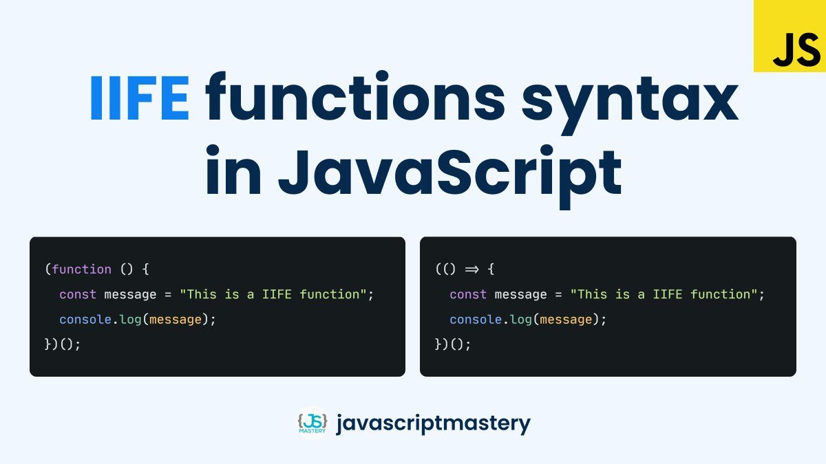 ☁️ Learn the magic of IIFE in JavaScript! 🚀🔮 #JavaScriptEnthusiasts ... ☁️ Learn the magic of IIFE in JavaScript! 🚀🔮 #JavaScriptEnthusiasts ...