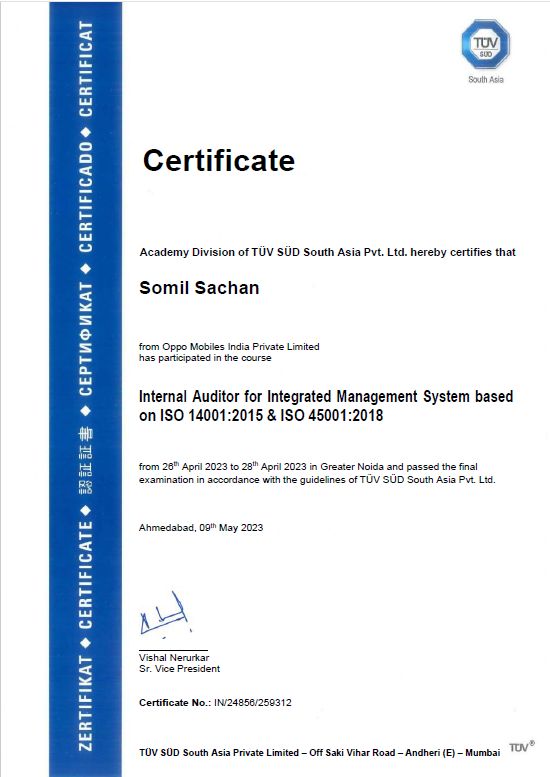 Somil Sachan on LinkedIn: Completed Internal auditor course for IMS ... Somil Sachan on LinkedIn: Completed Internal auditor course for IMS ...