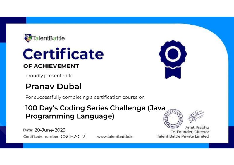 Pranav Dubal on LinkedIn: #100daysofcodingchallenge #talentbattle ... Pranav Dubal on LinkedIn: #100daysofcodingchallenge #talentbattle ...