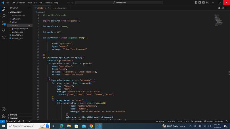 Rehann Abbasi on LinkedIn: #atmmachine #typescript #nodejs #inquirer # ... Rehann Abbasi on LinkedIn: #atmmachine #typescript #nodejs #inquirer # ...