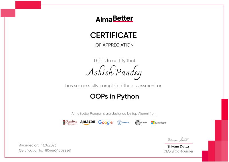 Ashish Kumar Pandey on LinkedIn: #python #oop #certification # ... Ashish Kumar Pandey on LinkedIn: #python #oop #certification # ...