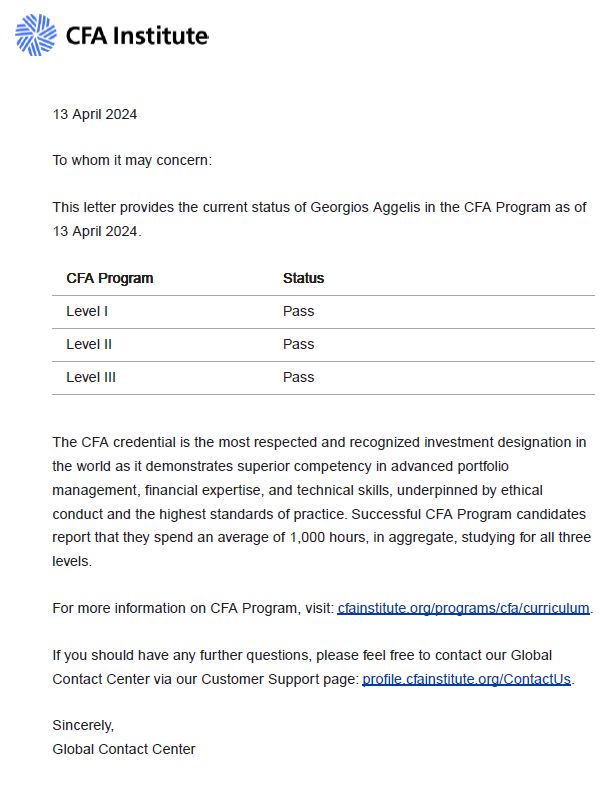 Georgios Aggelis, MBA on LinkedIn: #cfa #cfaprogram #cfainstitute # ... Georgios Aggelis, MBA on LinkedIn: #cfa #cfaprogram #cfainstitute # ...