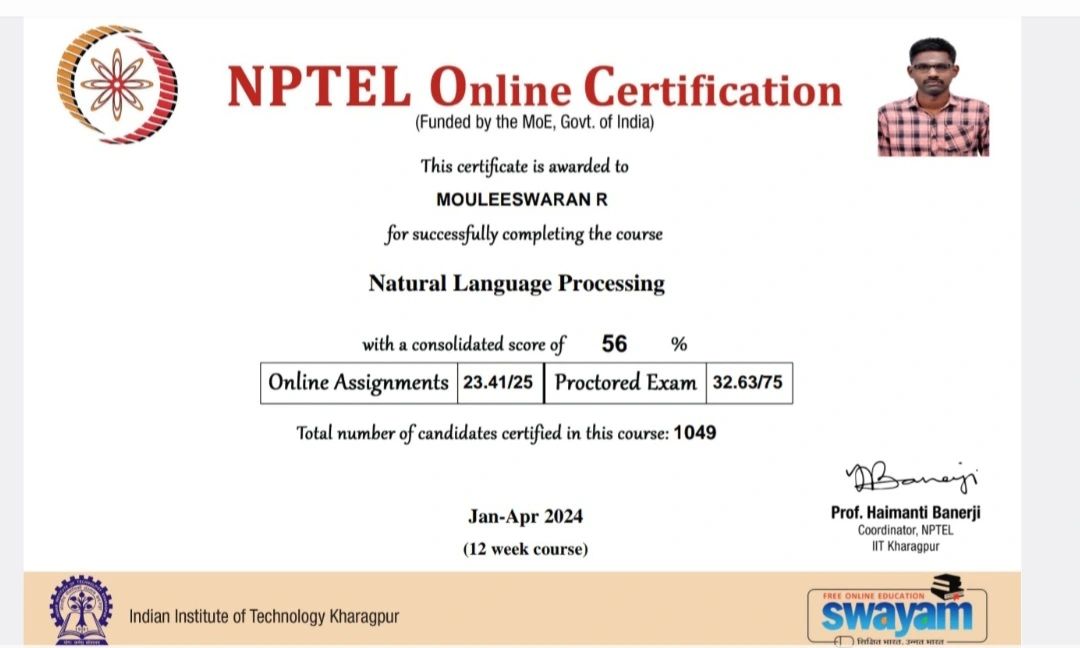MOULEESWARAN RAMESH on LinkedIn: #nptel MOULEESWARAN RAMESH on LinkedIn: #nptel