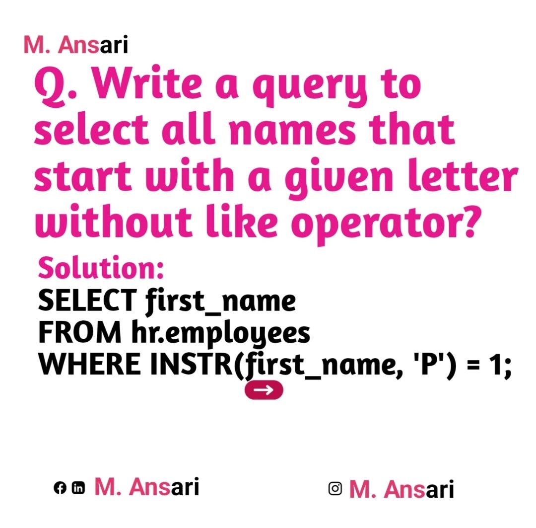M. Ansari on LinkedIn: #sqlskills #sqldeveloper #sqlqueries # ... M. Ansari on LinkedIn: #sqlskills #sqldeveloper #sqlqueries # ...