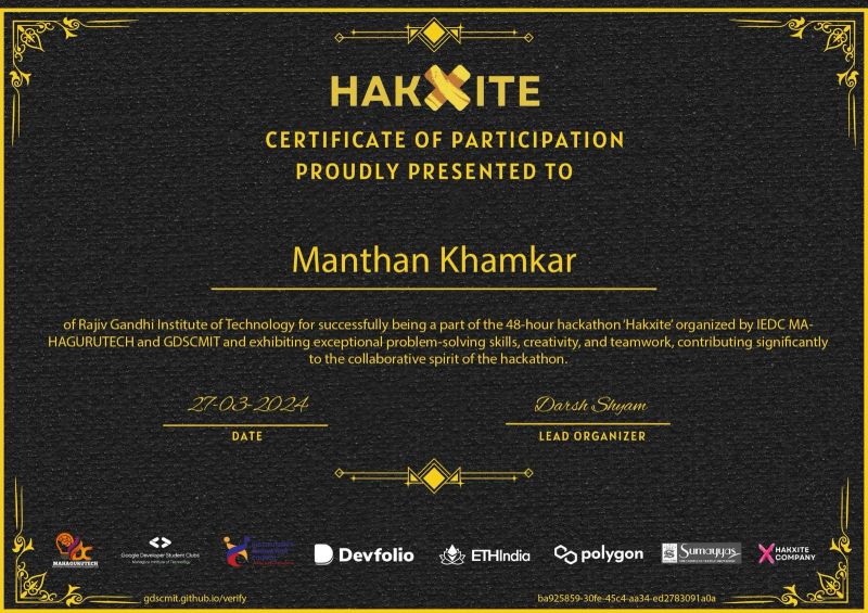 Manthan khamkar on LinkedIn: #hackathon #hackxite #innovation # ... Manthan khamkar on LinkedIn: #hackathon #hackxite #innovation # ...