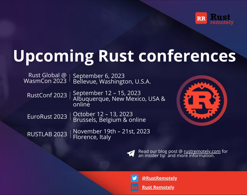Rust Remotely on LinkedIn: #rustlang #conference #programming #tech Rust Remotely on LinkedIn: #rustlang #conference #programming #tech