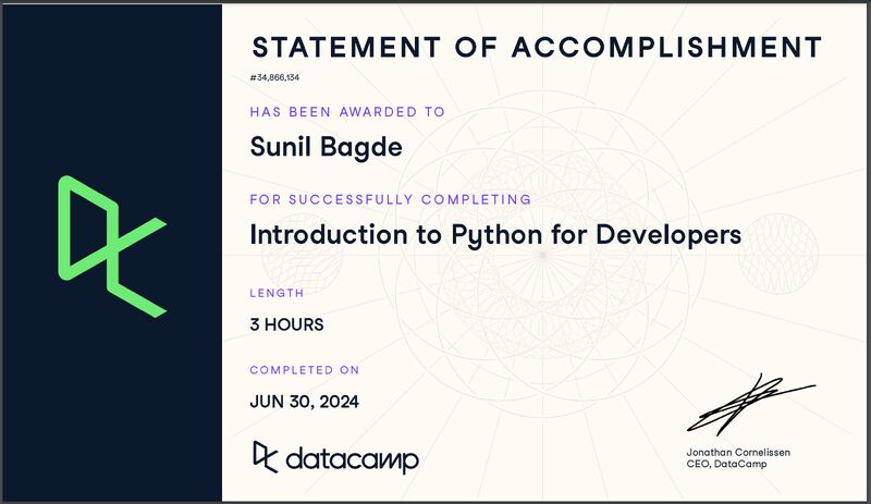 Sunil Bagde on LinkedIn: #python #datacamp #programming # ... Sunil Bagde on LinkedIn: #python #datacamp #programming # ...