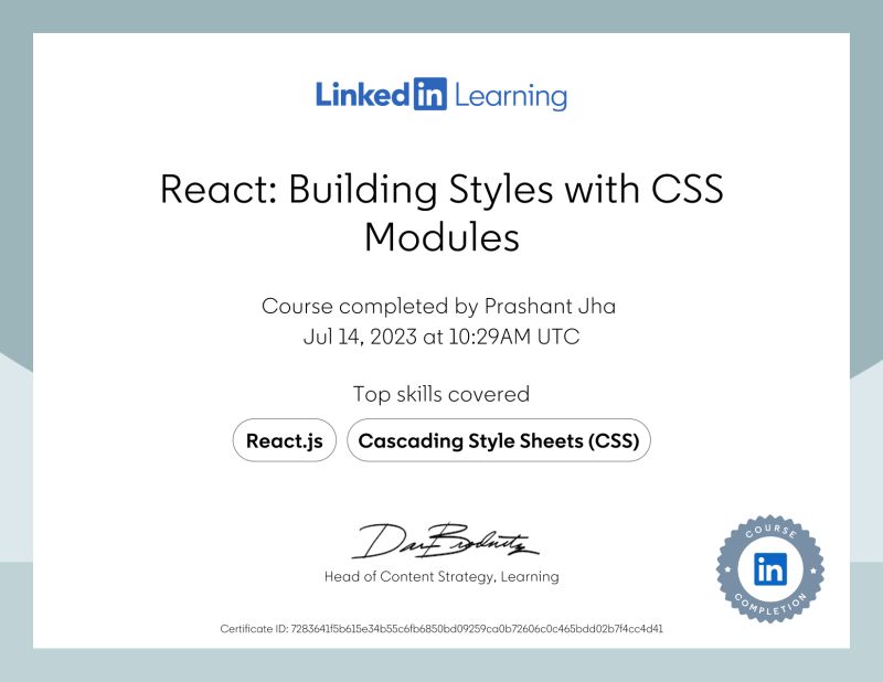 Prashant Jha on LinkedIn: Certificate of Completion Prashant Jha on LinkedIn: Certificate of Completion