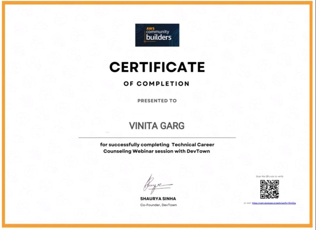 Vinita Garg on LinkedIn: #devtown #amazonwebservices #devtown Vinita Garg on LinkedIn: #devtown #amazonwebservices #devtown