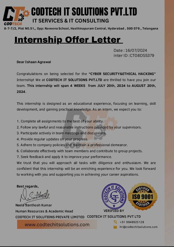 Ishaan Agrawal on LinkedIn: #internship #grateful #codetechitsolutionpvtltd Ishaan Agrawal on LinkedIn: #internship #grateful #codetechitsolutionpvtltd