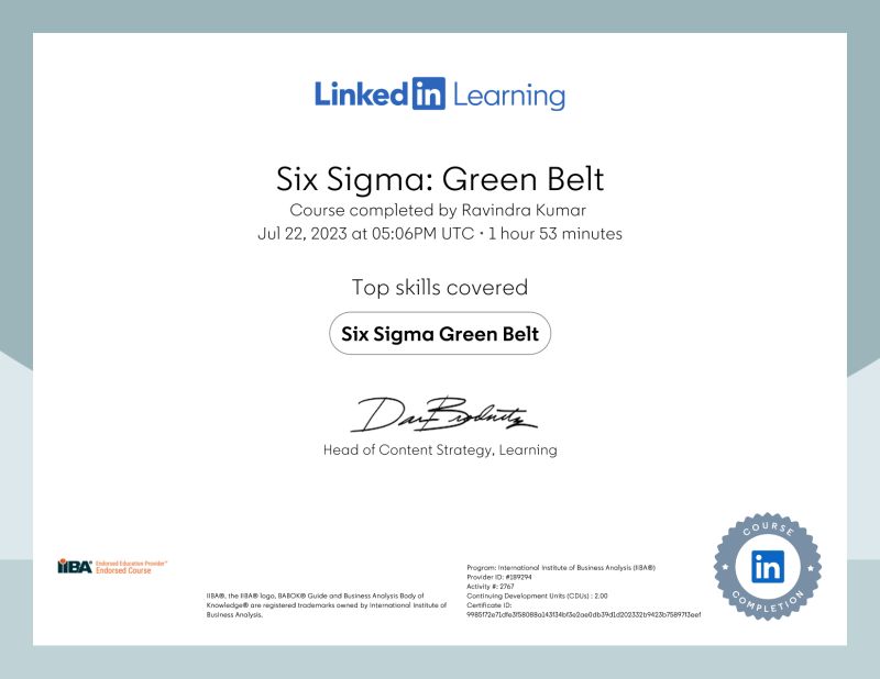 Ravindra Kumar on LinkedIn: Certificate of Completion Ravindra Kumar on LinkedIn: Certificate of Completion