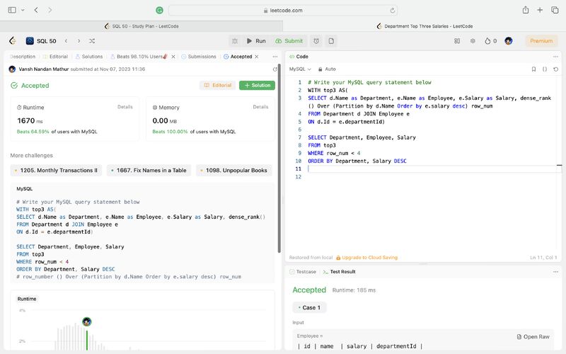 Vansh Nandan Mathur on LinkedIn: #30daysofcode #sql #leetcode # ... Vansh Nandan Mathur on LinkedIn: #30daysofcode #sql #leetcode # ...