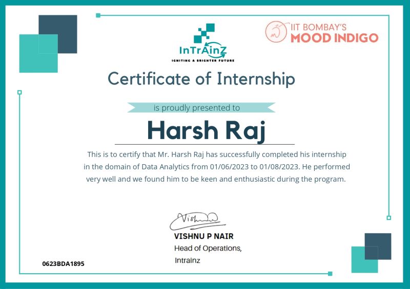 Harsh Raj on LinkedIn: Got my Internship completion certificate from ... Harsh Raj on LinkedIn: Got my Internship completion certificate from ...
