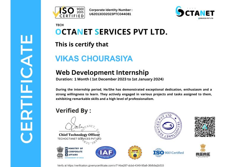 Vikas Chourasiya on LinkedIn: #octanet #webdevelopment # ... Vikas Chourasiya on LinkedIn: #octanet #webdevelopment # ...