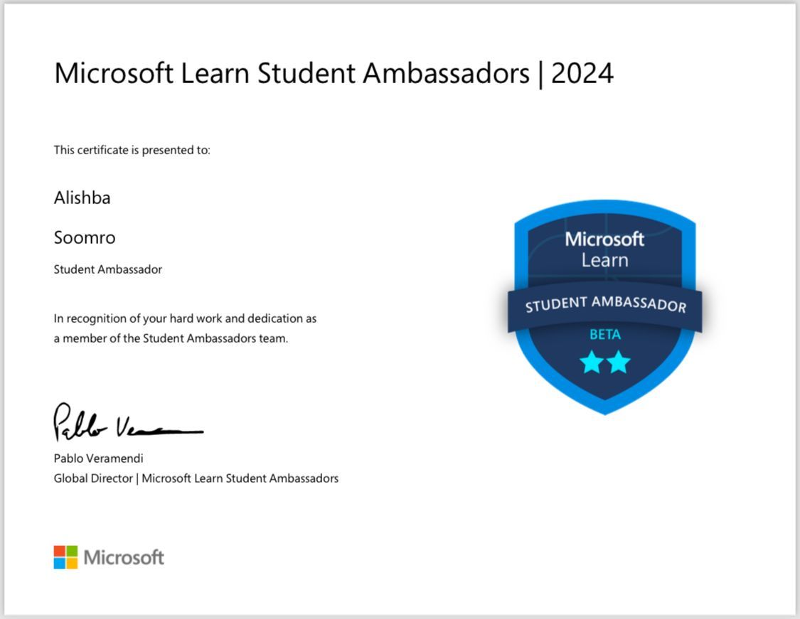 Alishba Soomro on LinkedIn: #microsoftlearn #studentambassador # ... Alishba Soomro on LinkedIn: #microsoftlearn #studentambassador # ...