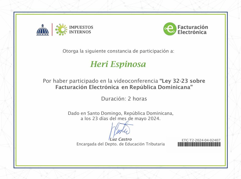 Heri Espinosa on LinkedIn: #facturacion #electronica #multicomputos #dgii Heri Espinosa on LinkedIn: #facturacion #electronica #multicomputos #dgii