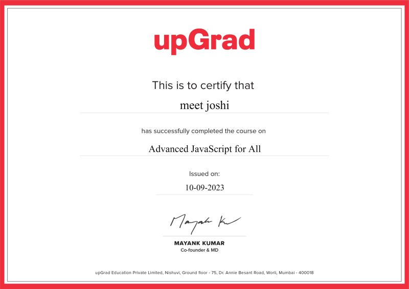 Meet Joshi on LinkedIn: #javascript #advancedjavascript #upgrad # ... Meet Joshi on LinkedIn: #javascript #advancedjavascript #upgrad # ...