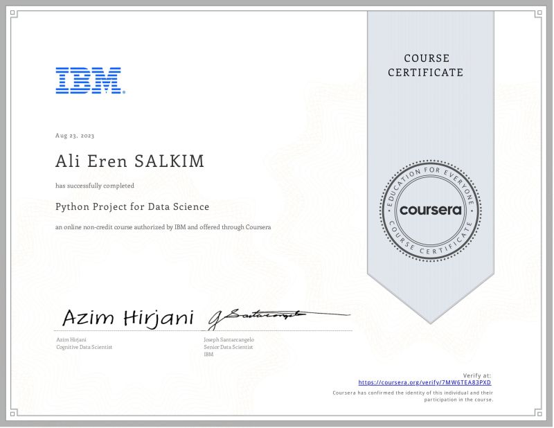 Ali Eren SALKIM on LinkedIn: Coursera - IBM - Python Project for Data ... Ali Eren SALKIM on LinkedIn: Coursera - IBM - Python Project for Data ...