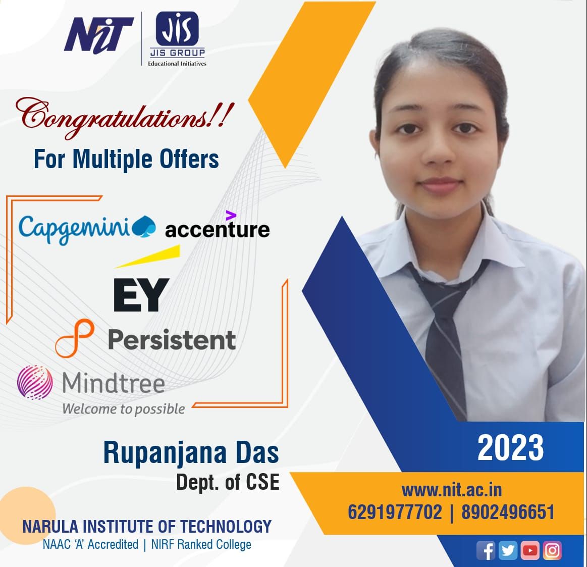 Narula Institute of Technology on LinkedIn: #placement2023 #placement # ... Narula Institute of Technology on LinkedIn: #placement2023 #placement # ...