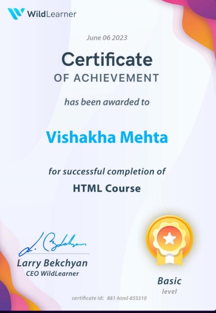 Vishakha Mehta on LinkedIn: #html #css #javascript #wildlearner Vishakha Mehta on LinkedIn: #html #css #javascript #wildlearner