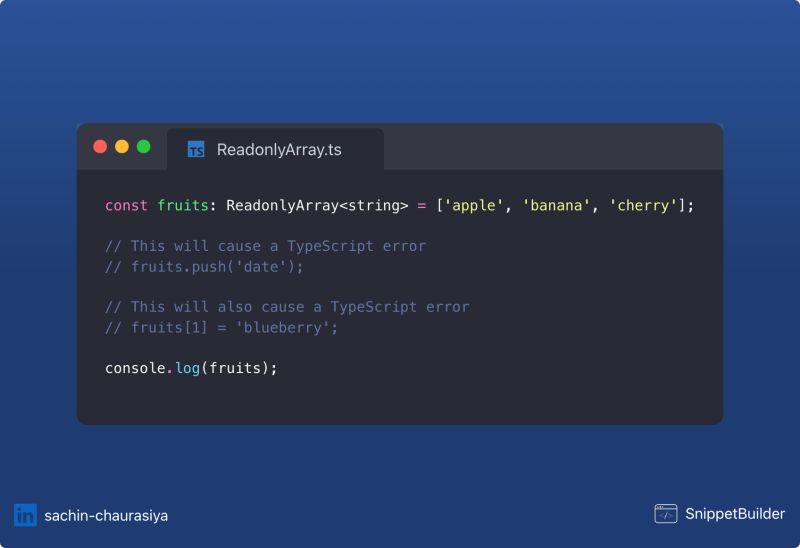 Sachin Chaurasiya on LinkedIn: #array #readonly #typescript #safety Sachin Chaurasiya on LinkedIn: #array #readonly #typescript #safety