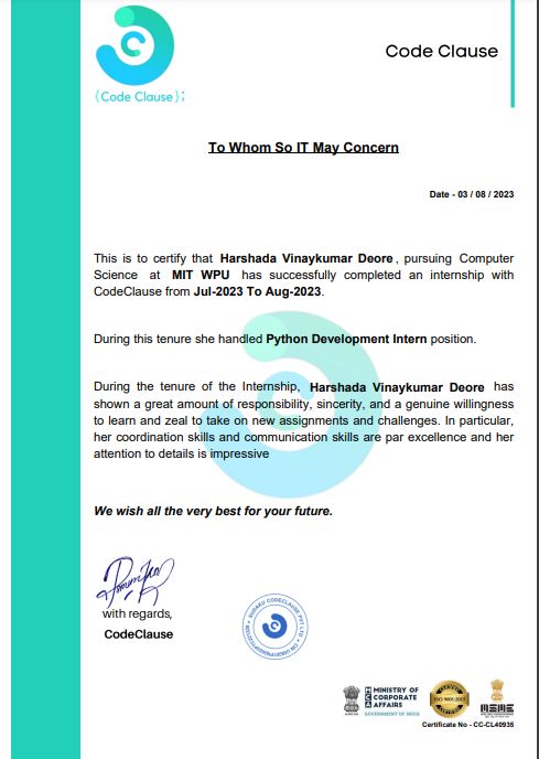 Harshada Deore on LinkedIn: #codeclause #internship Harshada Deore on LinkedIn: #codeclause #internship