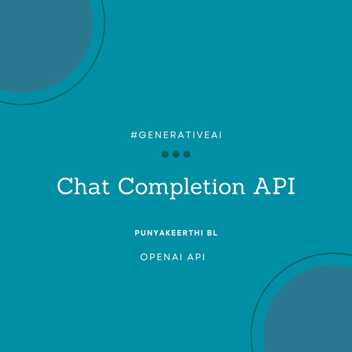 Learn about Chat Completion API by OpenAI | Punyakeerthi BL posted on ... Learn about Chat Completion API by OpenAI | Punyakeerthi BL posted on ...