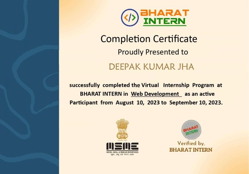 Deepak Kumar Jha on LinkedIn: #webdevelopment #internship #learningjourney Deepak Kumar Jha on LinkedIn: #webdevelopment #internship #learningjourney