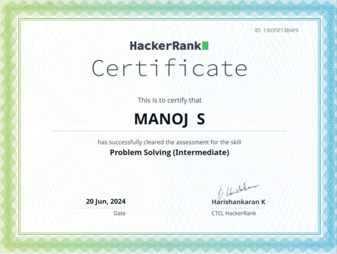 MANOJ S on LinkedIn: #achievementunlocked #problemsolving #coding # ... MANOJ S on LinkedIn: #achievementunlocked #problemsolving #coding # ...