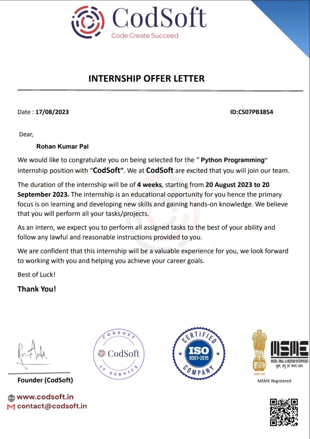 Rohan Kumar Pal on LinkedIn: #connections #codsoft #codsoftinternship Rohan Kumar Pal on LinkedIn: #connections #codsoft #codsoftinternship