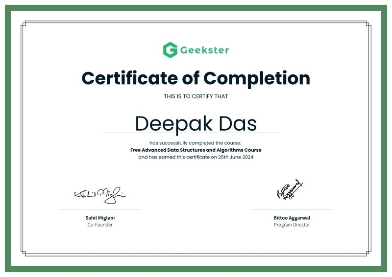 Deepak Das on LinkedIn: #achievement #datastructures #algorithms # ... Deepak Das on LinkedIn: #achievement #datastructures #algorithms # ...