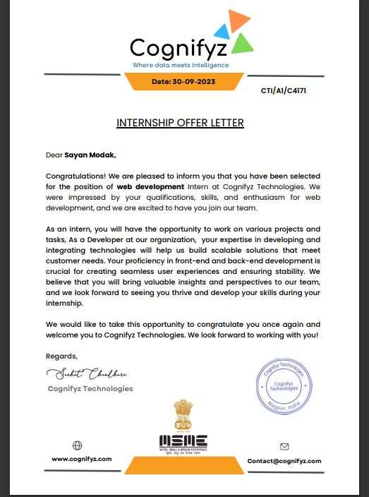 Sayan Modak on LinkedIn: #cognifyz #cognifyztechnologies #cognifyztech ... Sayan Modak on LinkedIn: #cognifyz #cognifyztechnologies #cognifyztech ...