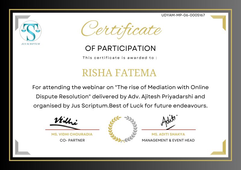 Risha Fatema on LinkedIn: #mediation #odr #disputeresolution #jusscriptum Risha Fatema on LinkedIn: #mediation #odr #disputeresolution #jusscriptum