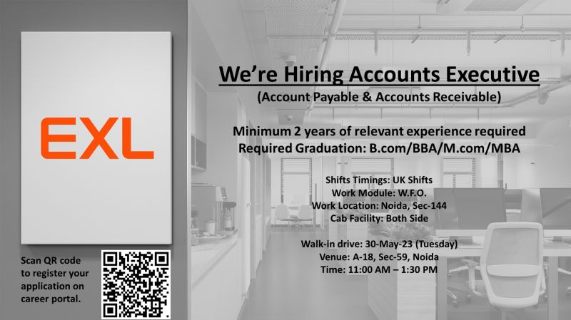 Harsh on LinkedIn: EXL is hiring accounts executives (AP & AR) Walk ... Harsh on LinkedIn: EXL is hiring accounts executives (AP & AR) Walk ...