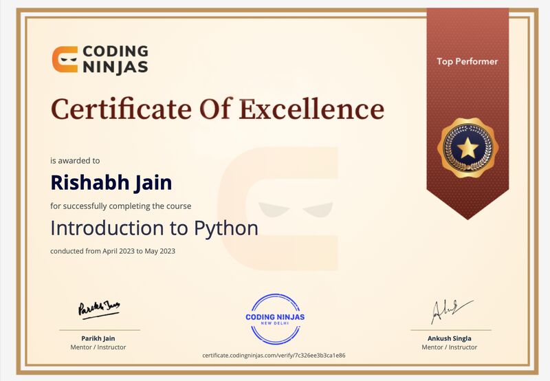 Rishabh Jain on LinkedIn: #python #certification #excellence # ... Rishabh Jain on LinkedIn: #python #certification #excellence # ...