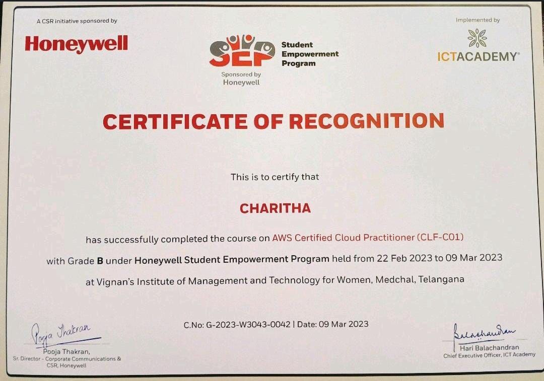 Charitha Kalava on LinkedIn: #honeywellorganization #ictacademy Charitha Kalava on LinkedIn: #honeywellorganization #ictacademy