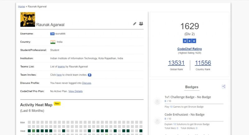 I got 3 stars on CodeChef! | Raunak Agarwal posted on the topic | LinkedIn I got 3 stars on CodeChef! | Raunak Agarwal posted on the topic | LinkedIn