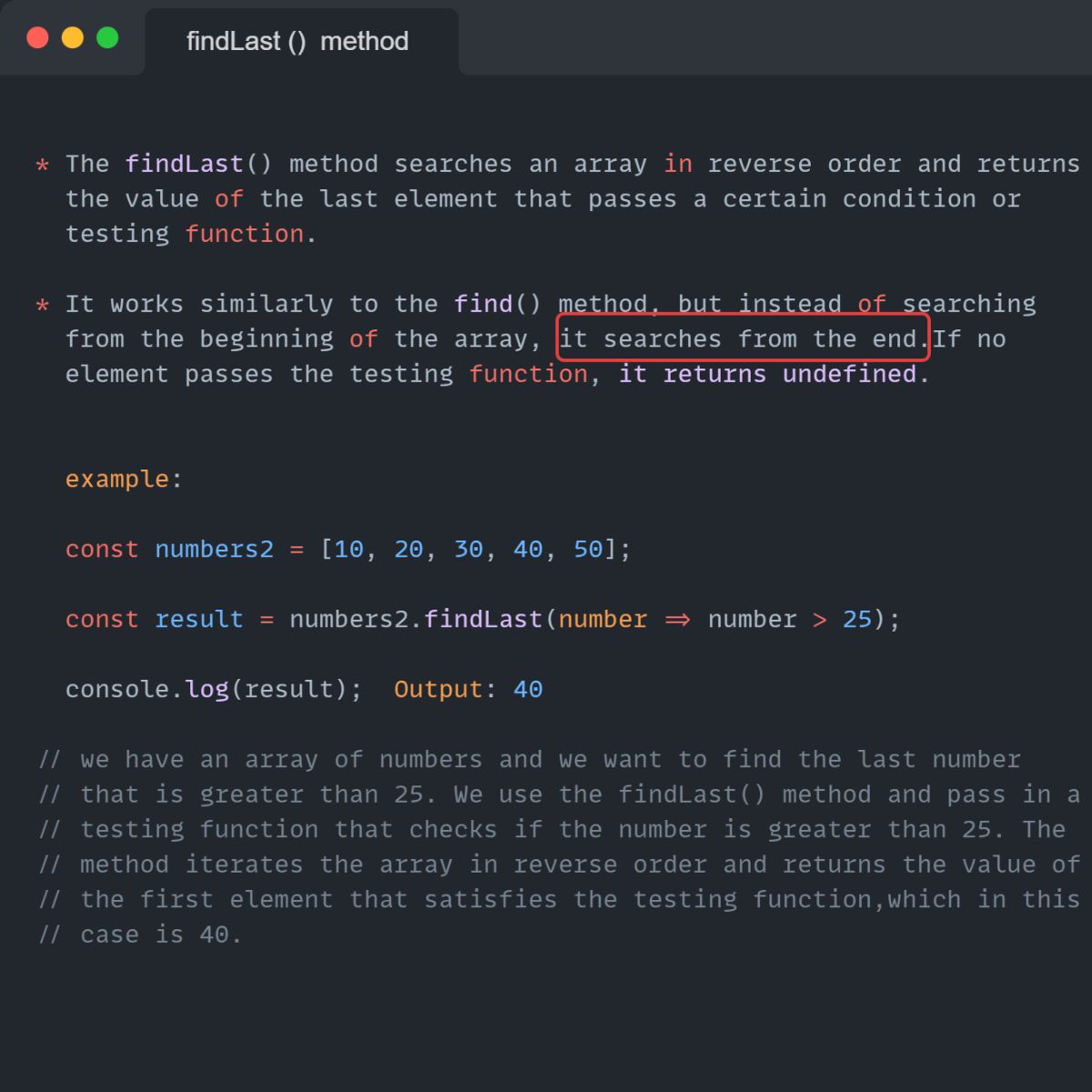 Shubham Meshram on LinkedIn: #javascript #arrays #findlastmethod # ... Shubham Meshram on LinkedIn: #javascript #arrays #findlastmethod # ...